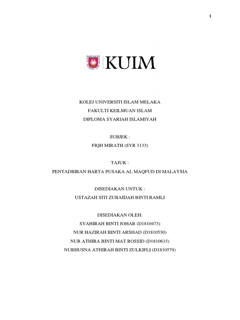 Pentadbiran Harta Pusaka Al Maqfud Di Malaysia | PDF | Agama & Spiritualitas