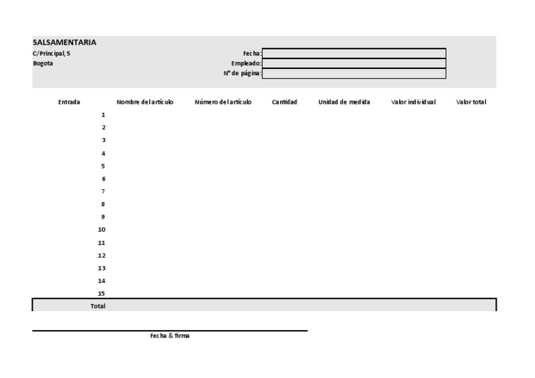 Inventurliste-Vorlage ES | PDF
