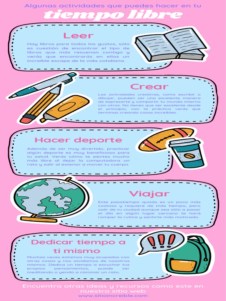 Infografía Algunas Cosas Que Puedes Hacer en Tu Tiempo Libre | PDF