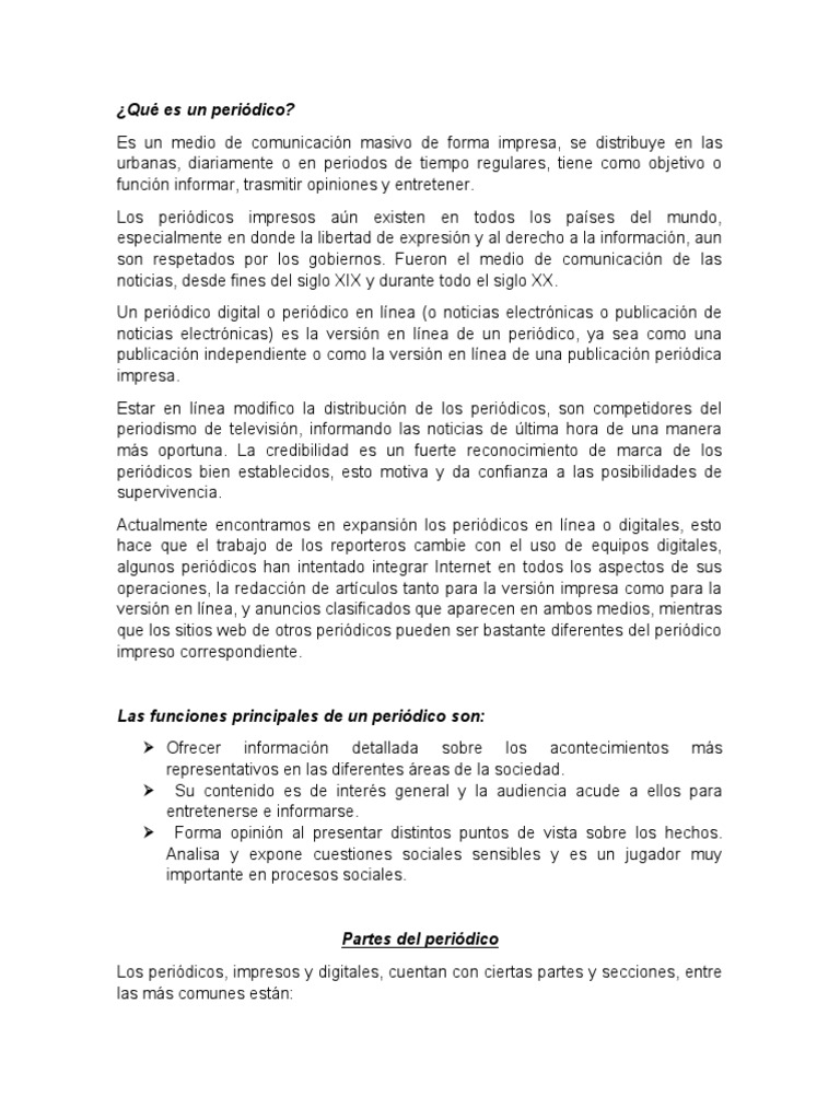 Qué es un periódico | PDF | Periódicos | Internet