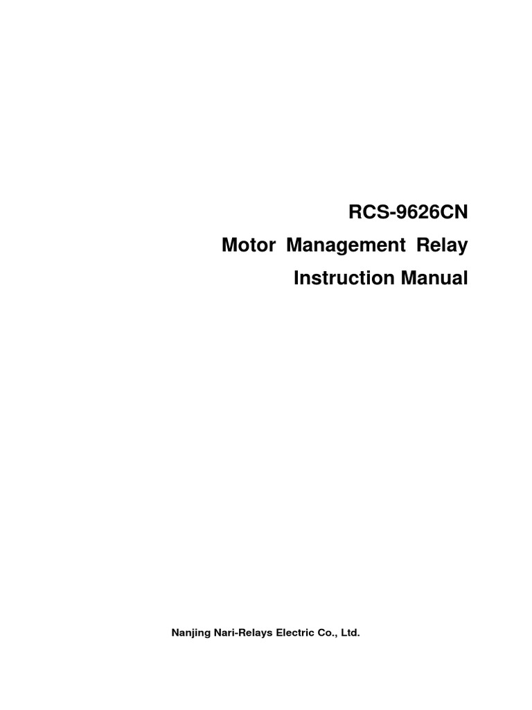 1.RCS-9626CN Motor Management Relay Instruction Manual | PDF | Relay ...