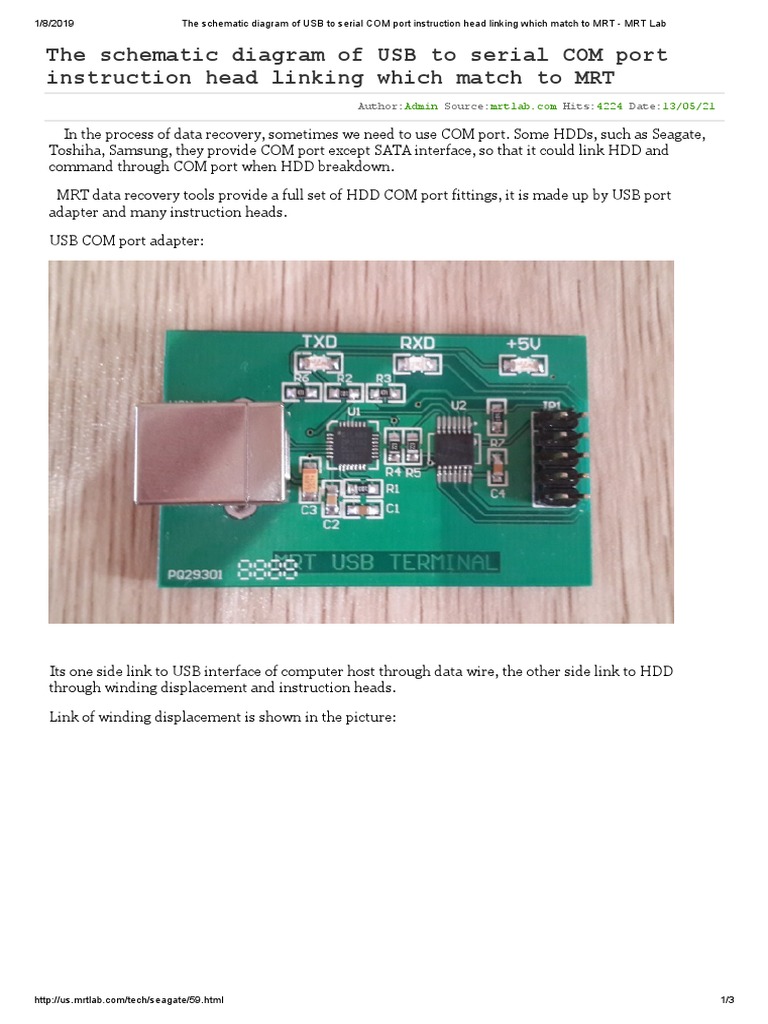 The schematic diagram of USB to serial COM port instruction head ...