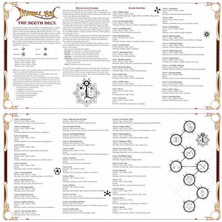 Invisible Sun - Sooth Deck Instructions | PDF