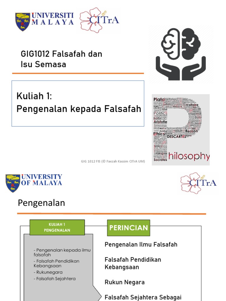 Nota GIG1012 FIS Kuliah 1 - Pengenalan Kepada Falsafah | PDF