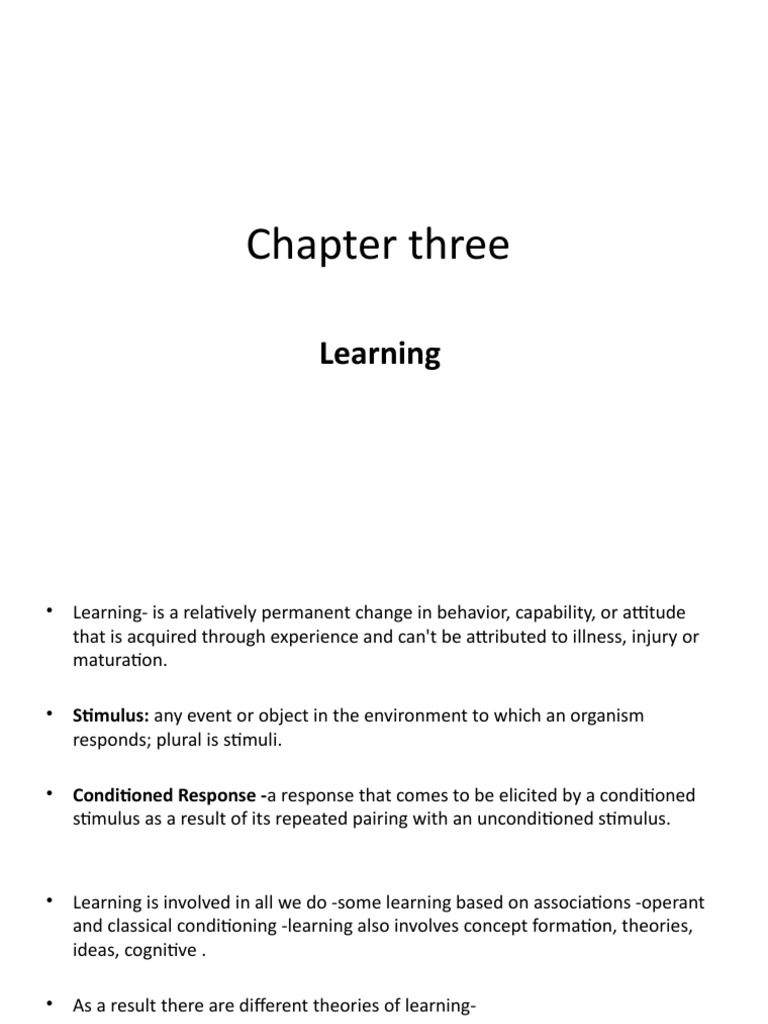 Chapter 4 Learning | PDF | Classical Conditioning | Reinforcement