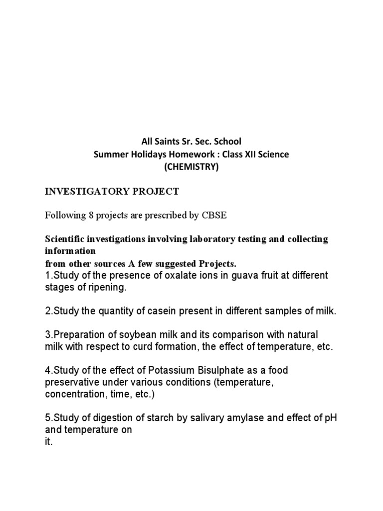 Class XII Science Project Guide | PDF | Cooking, Food & Wine | Wellness