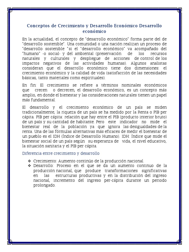 Crecimiento y Desarrollo Económico Sostenible | PDF