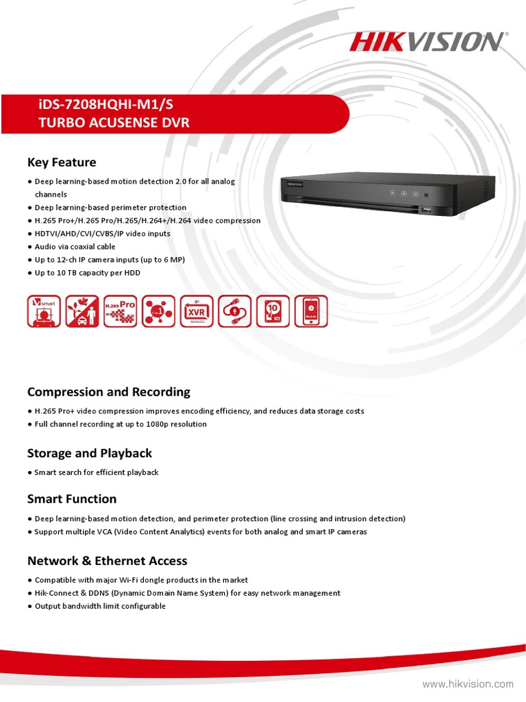 Datasheet of iDS 7208HQHI M1 - S - V4.71.000 - 20230316 | PDF | Video | Hdmi