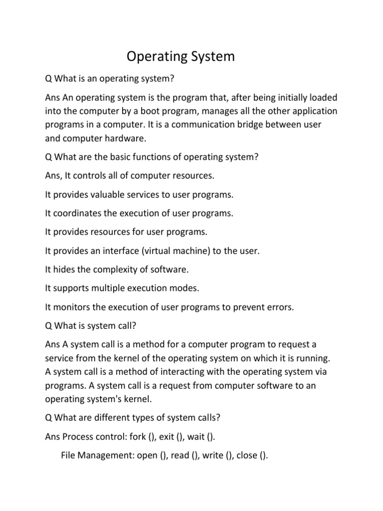 OS Questions | PDF | Operating System | Kernel (Operating System) OS Questions | PDF | Operating System | Kernel (Operating System)