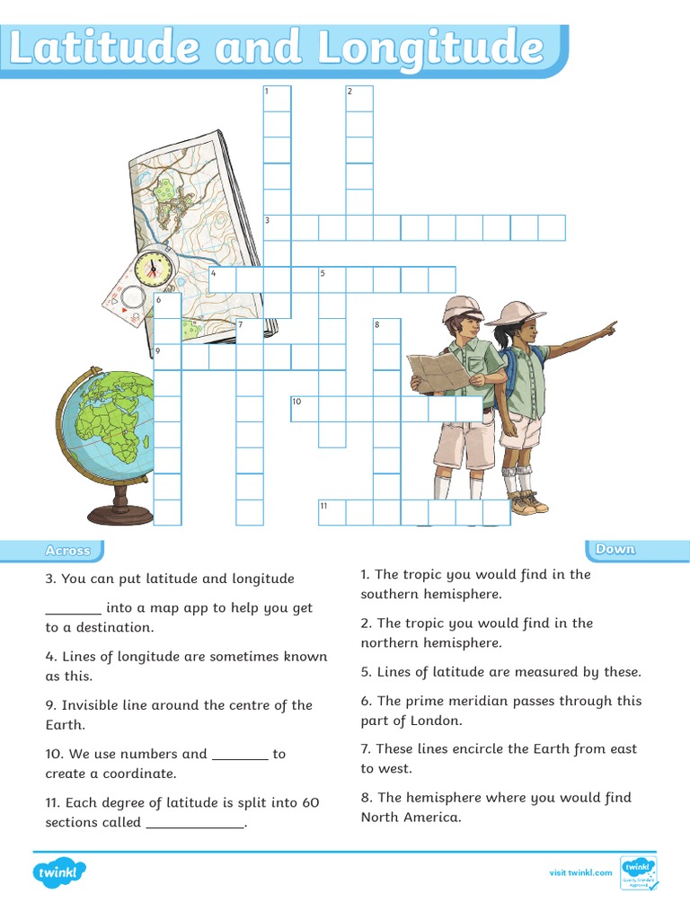 Latitude and Longitude Crossword Puzzle | PDF | Latitude | Longitude