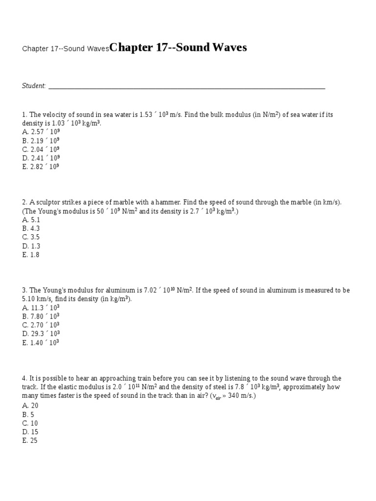 Chapter 17 Sound Waves | PDF