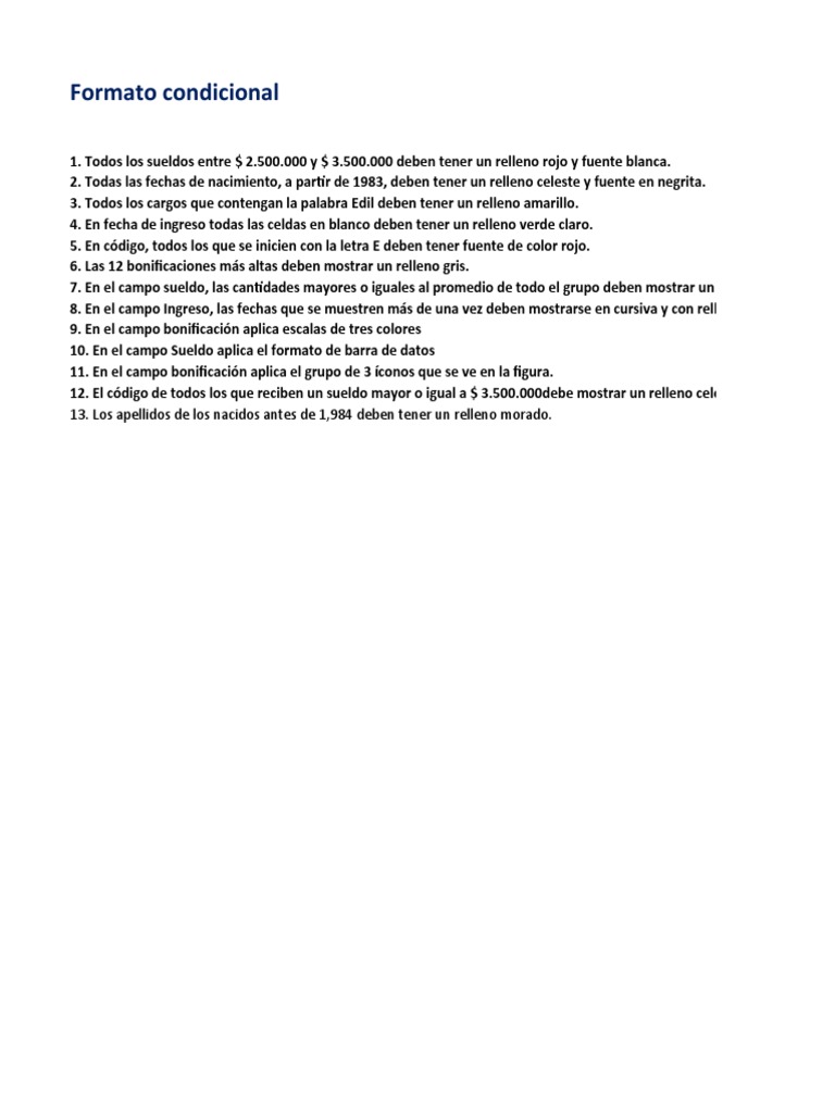 Taller Formato Condicional | PDF