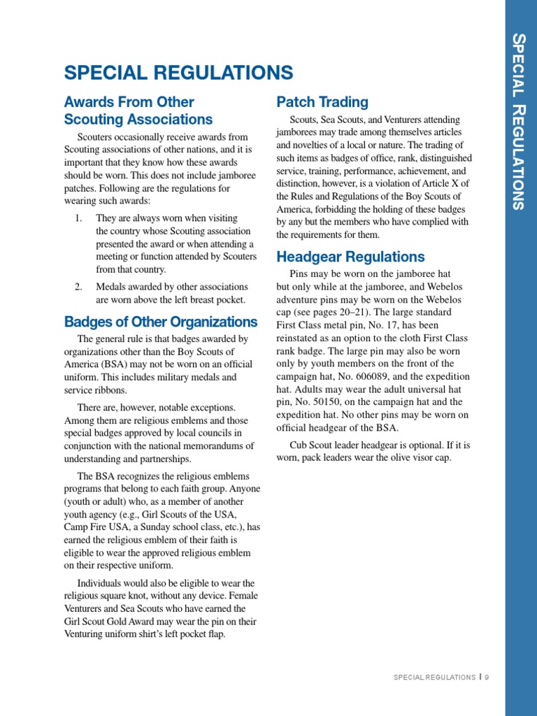 Special Regulations | PDF | Boy Scouts Of America | Scouting