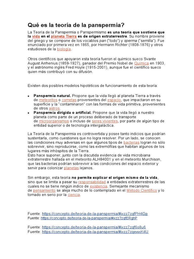 Qué Es La Teoría de La Panspermia | PDF