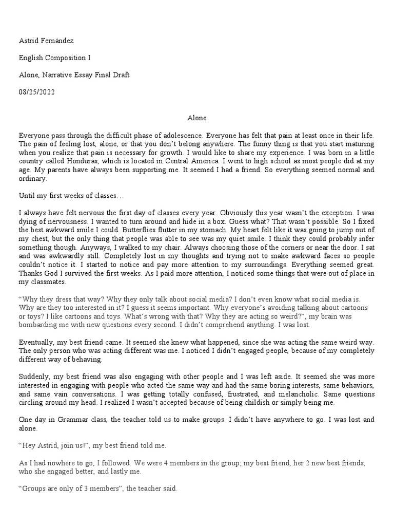 Narrative Essay FInal Draft | PDF