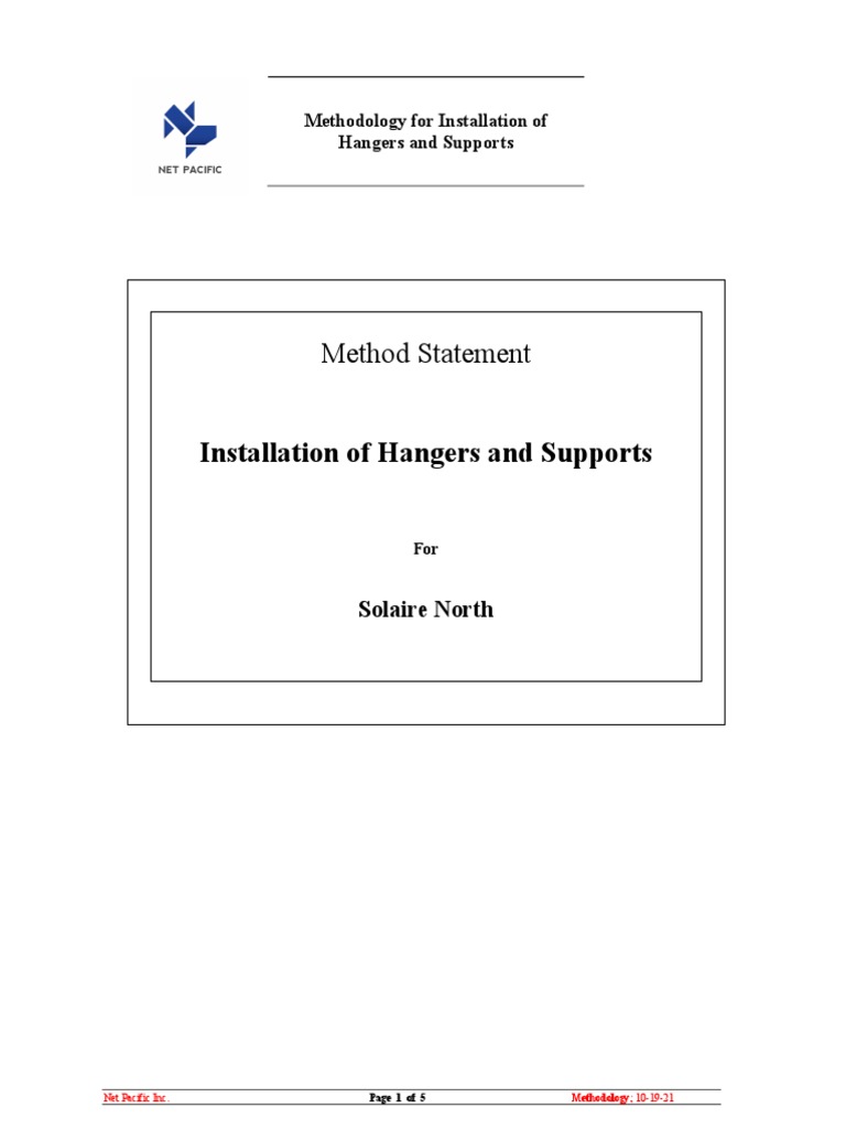 Method Statement for Installation of Hangers and Supports | PDF | Screw ...