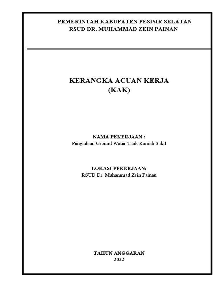 02 KAK Pengadaan Water Tank RSUD Painan | PDF | Teknologi & Rekayasa