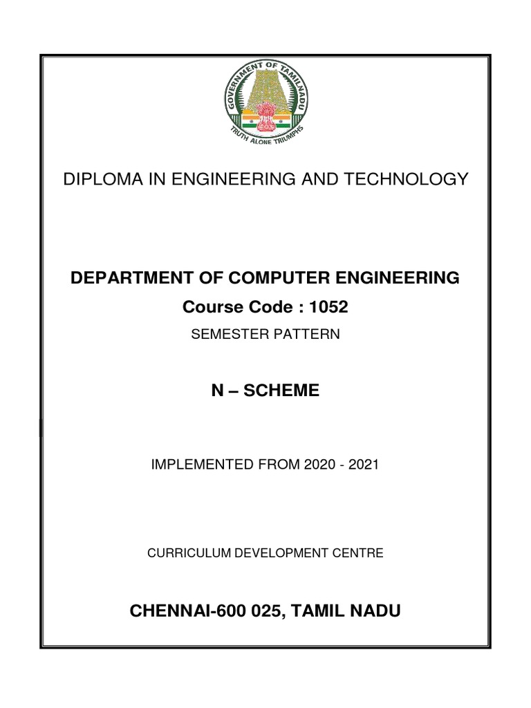 Diploma in Engineering and Technology: Department of Computer Engineering Course Code: 1052 ...