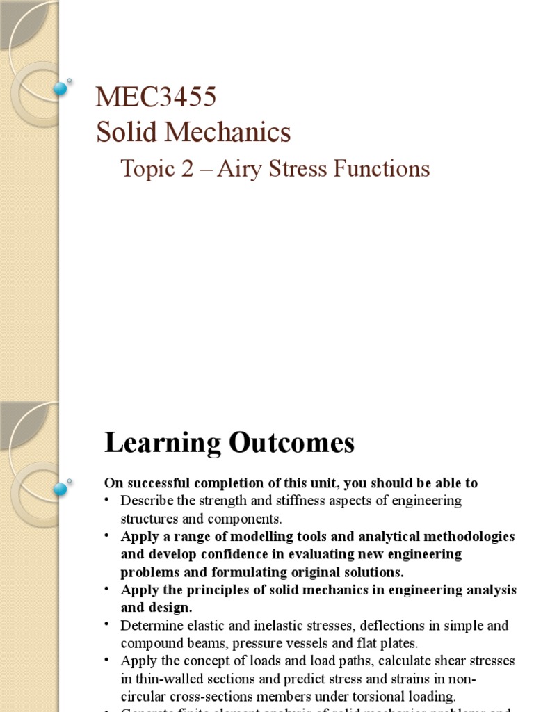 Topic 2 - Airy Stress Function V2 (WKC) | PDF