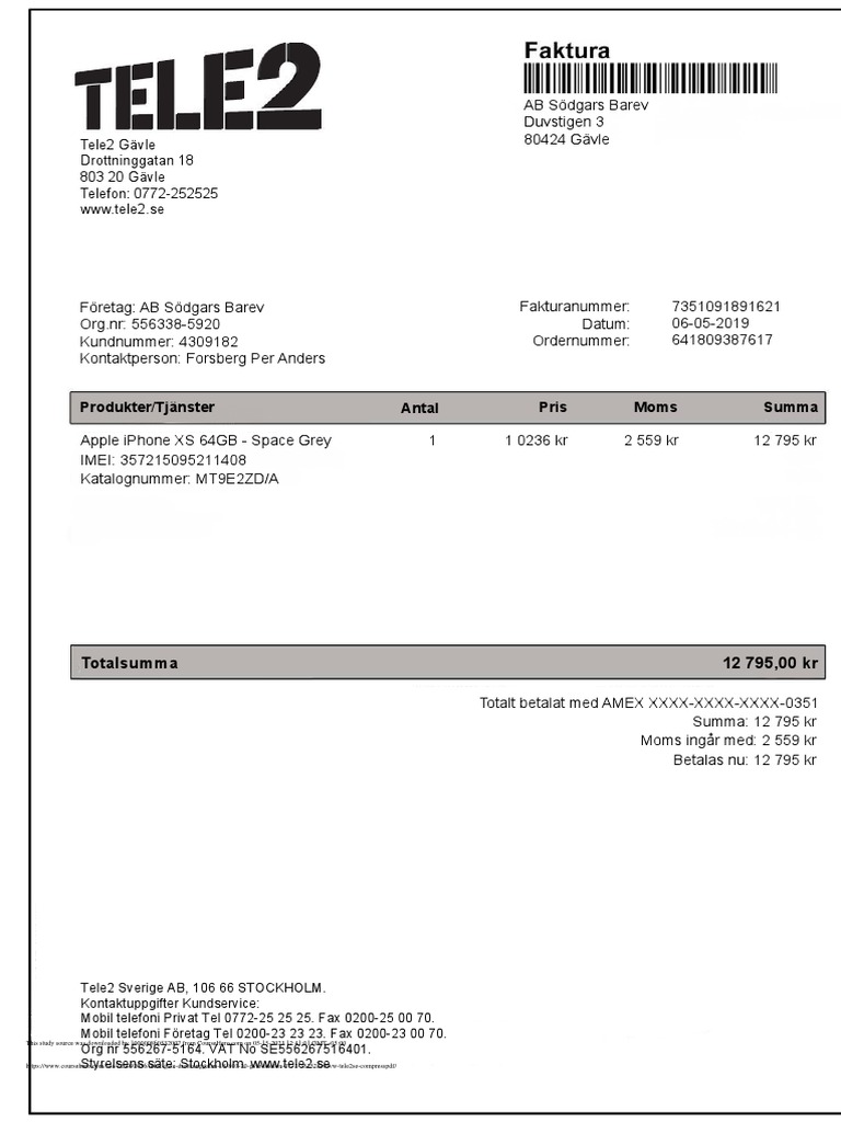 Tele2 Gvle Drottninggatan 18 803 20 Gvle Telefon 0772 252525 WWW ...