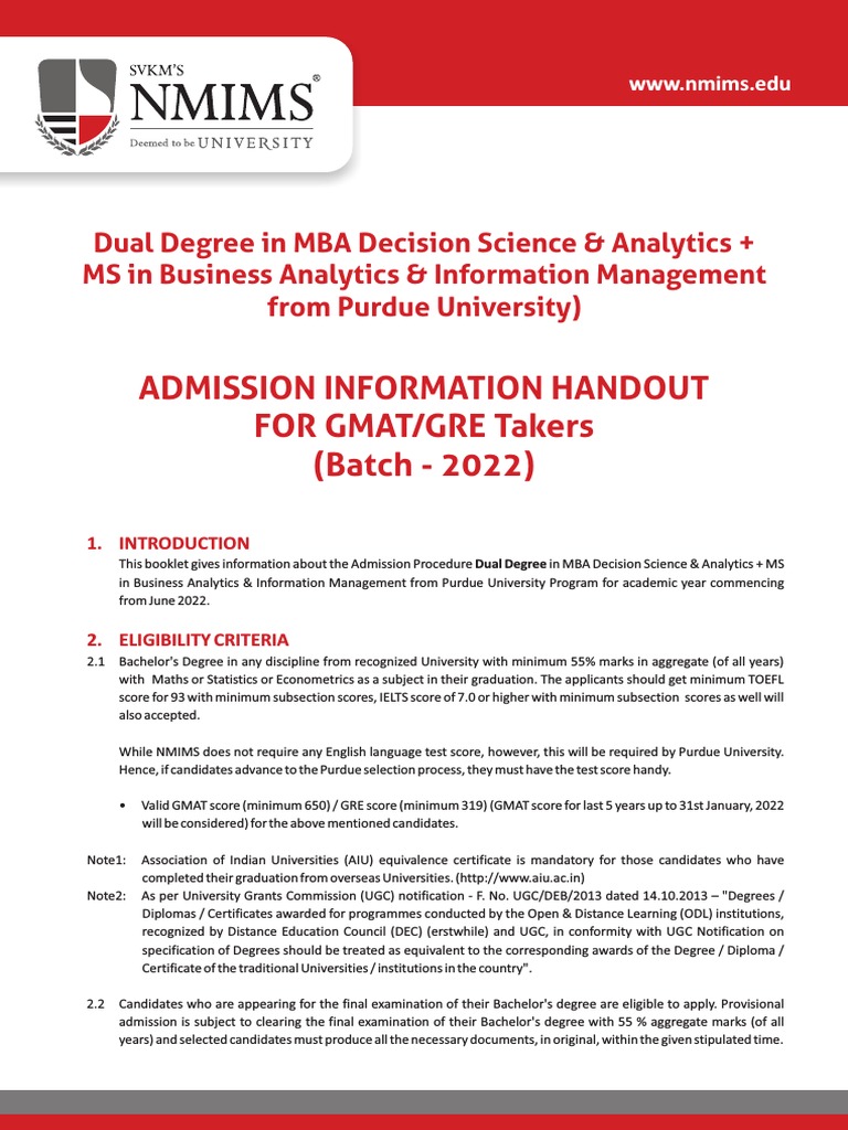 Handout - MBA Decision Science & Analytics 2022 | PDF | University And ...