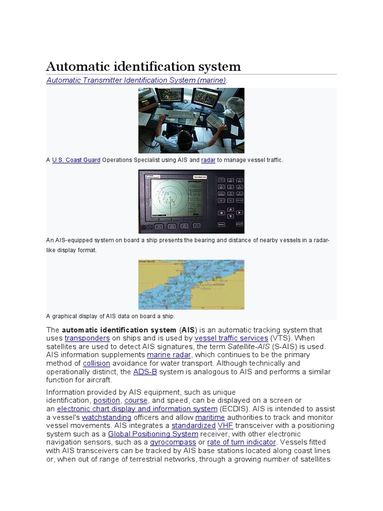 Automatic Identification System Pdf Electronics Information And Communications Technology