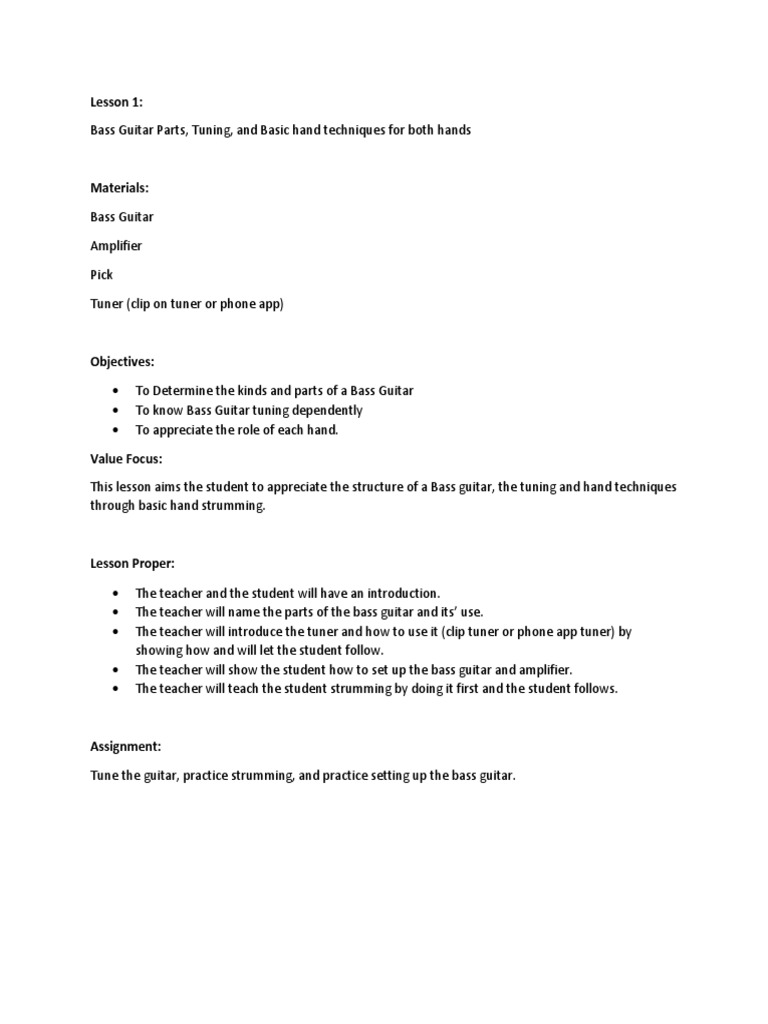 Bass Guitar Lesson Plan Pdf