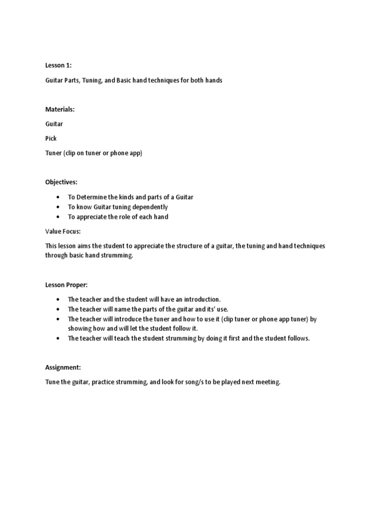 Acoustic Guitar Lesson Plan | PDF | Guitars | Lesson Plan