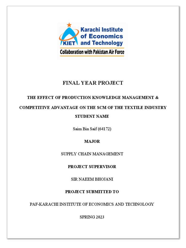 Completed Editted Saim Aniqa 1 & 2 Fyp | PDF | Supply Chain ...