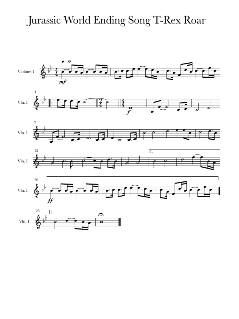 Jurassic World Ending Song W_ T-Rex Roar(Partes)-1 | PDF