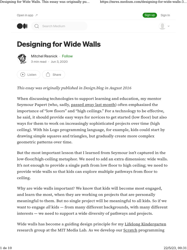 Designing For Wide Walls. This Essay Was Originally Published in by ...