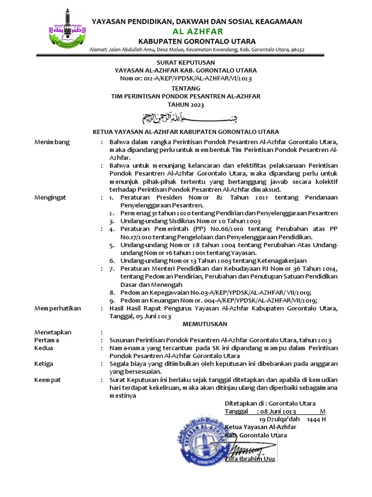 SK Perintisan Ijop Pontren 2023 | PDF