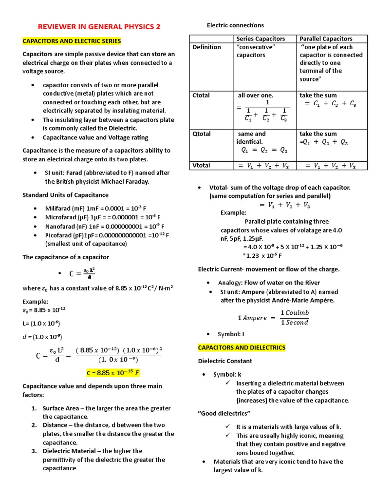 Reviewer in General Physics 2 | PDF | Capacitor | Capacitance