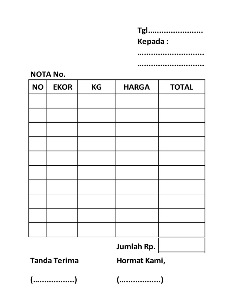 Contoh Nota Tanda Terima | PDF