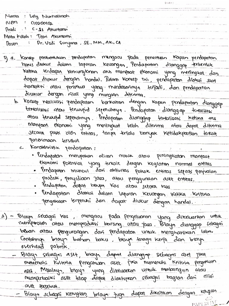 Quiz Teori Akuntansi - C10200102 - Lely Nurhalimah | PDF