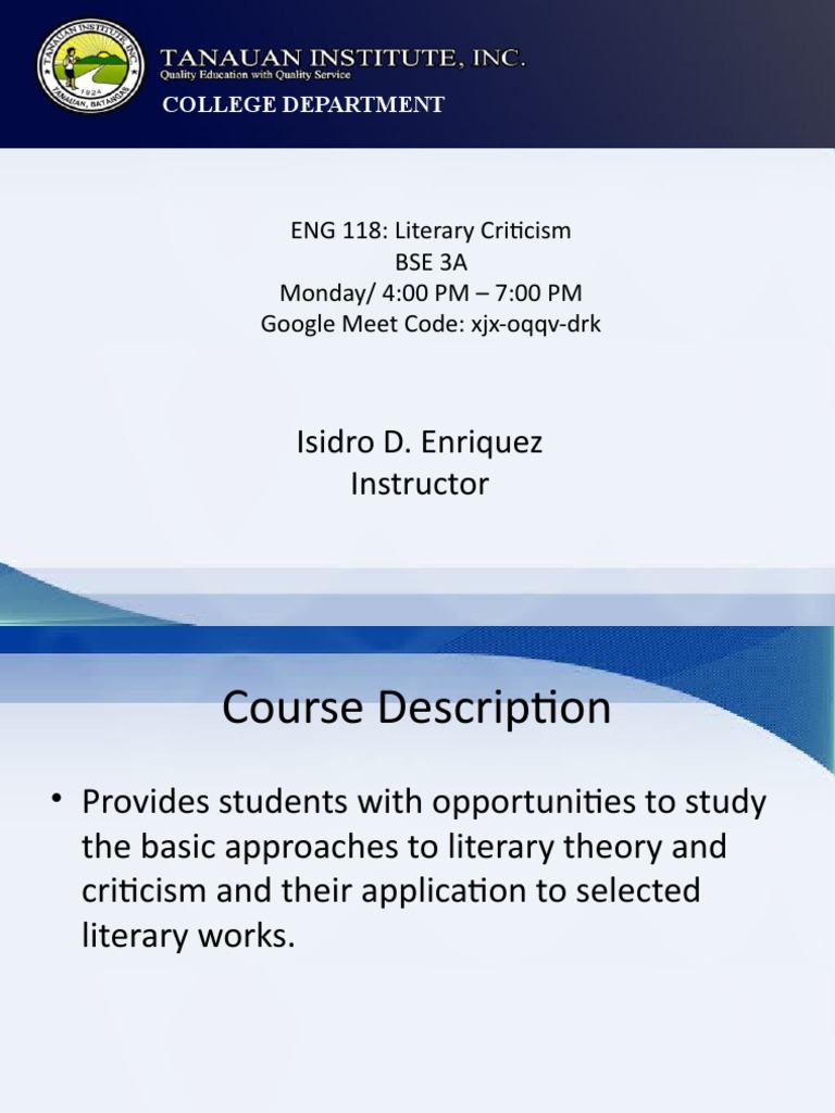 Lesson 01 - Introduction To Literary Criticism | PDF | Language Arts & Discipline