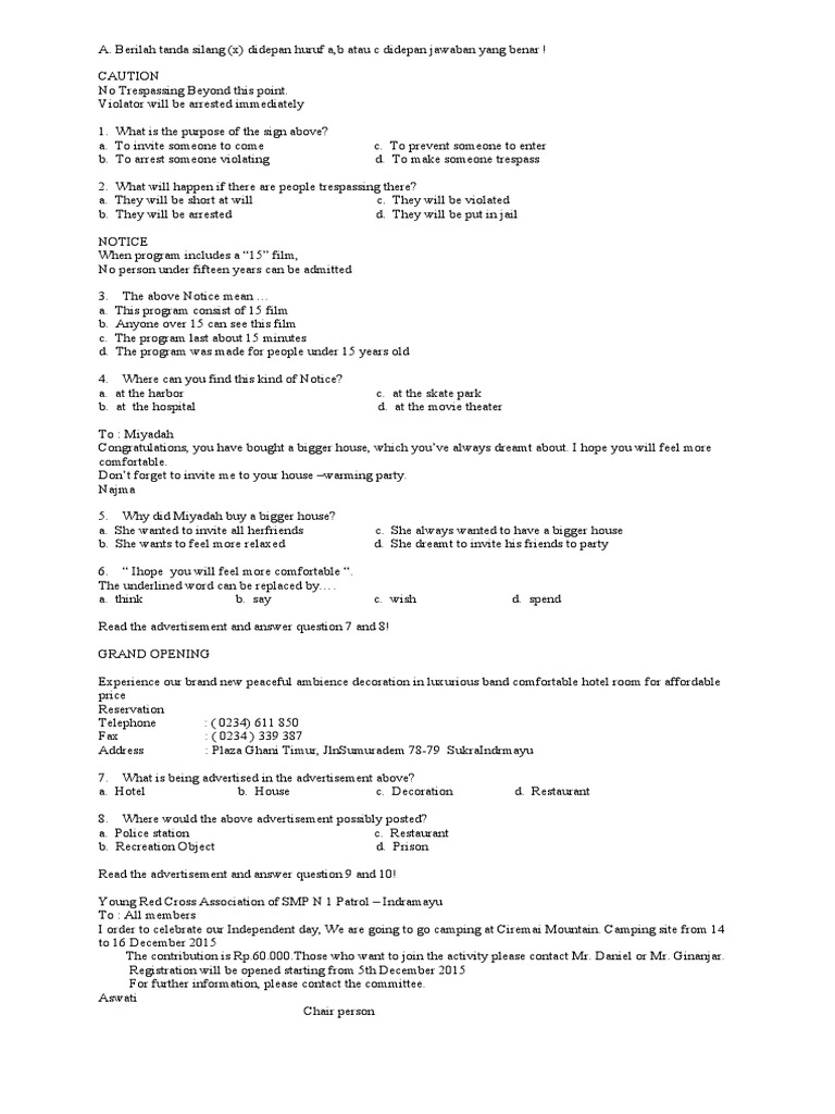 Understanding Signs and Notices: A Quiz | PDF