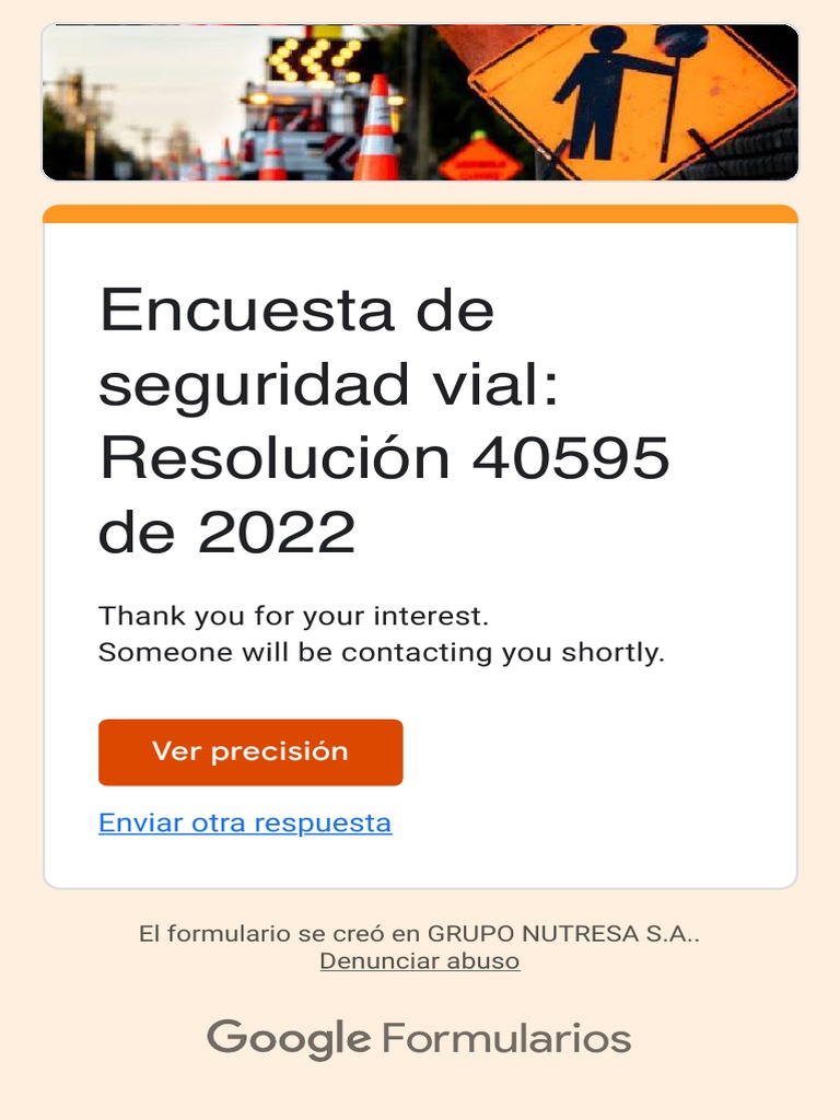 Encuesta de Seguridad Vial Resolución 40595 de 2022 | PDF