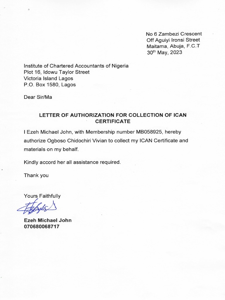 Letter of Authorization | PDF