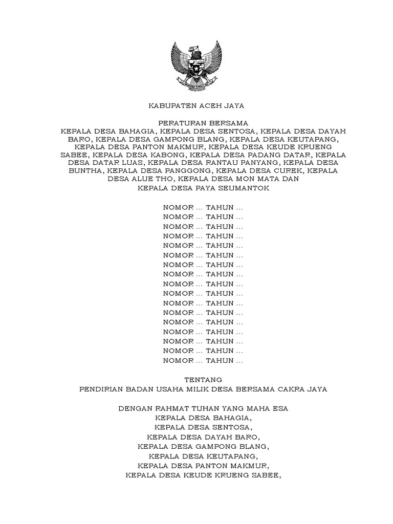 Peraturan Bersama Pendirian Bumdesma | PDF