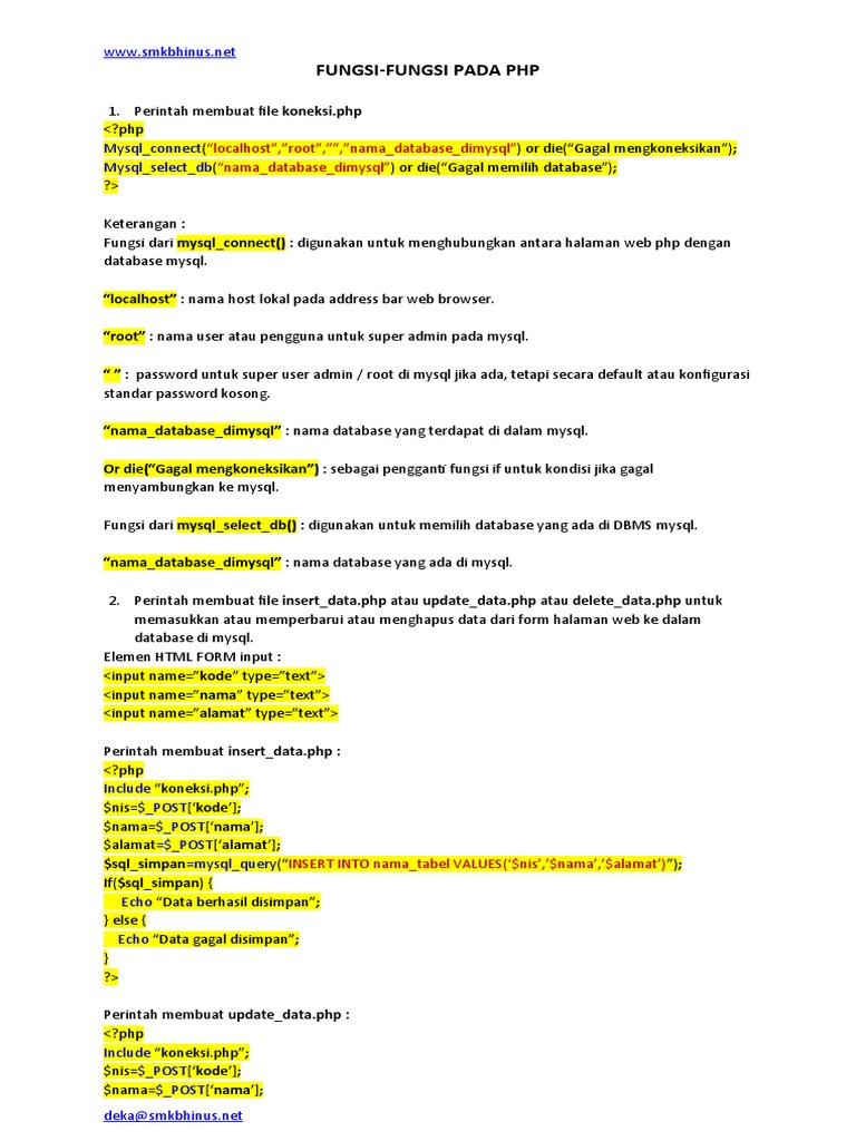 FUNGSI-FUNGSI Pada PHP | PDF