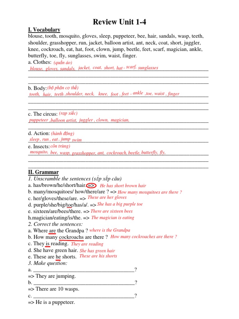 Review Unit 1 - 4 | PDF