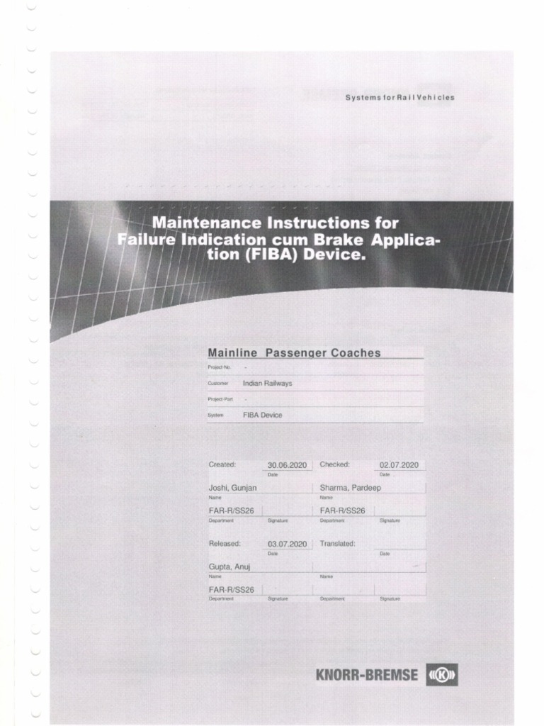 Maintenance Instructions For FIBA Device | PDF