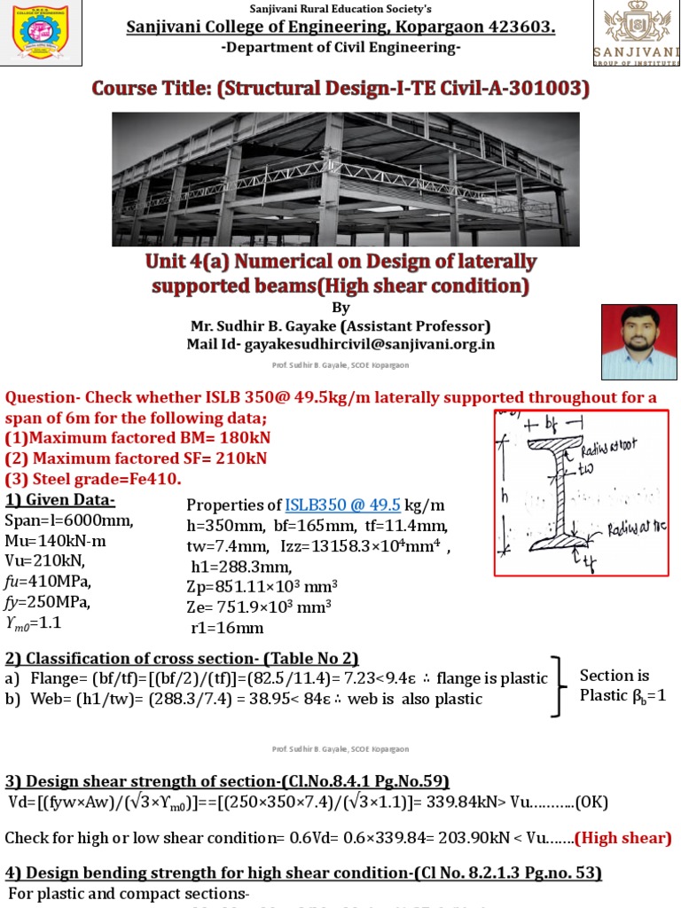 4a - I - Numerical On Design of Laterally Supported Beams - High Shear ...
