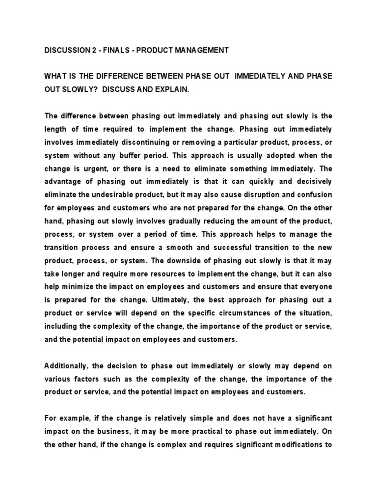 Difference Between Phase Out Immediately and Phase Out Slowly | PDF ...