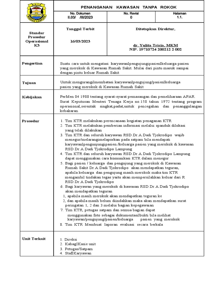 Sop KTR Rsd. A.dadi Tjokrodip0 | PDF | Pengembangan Diri | Sains & Matematika