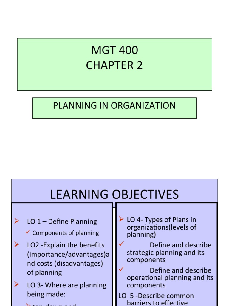 Mgt400 - Chapter 2 - Planning | PDF