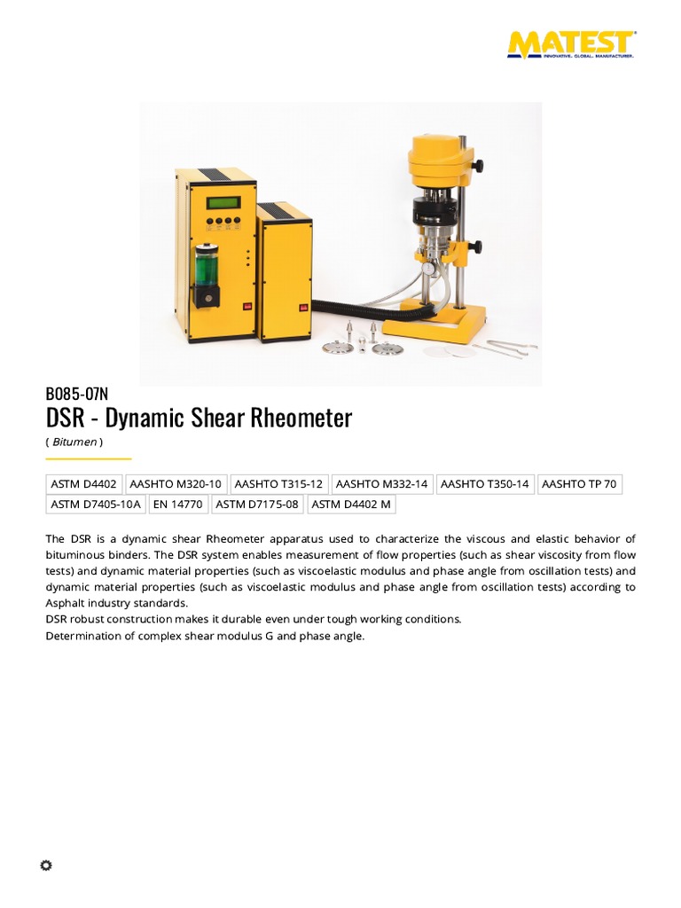 Dynamic Shear Rheometer | PDF