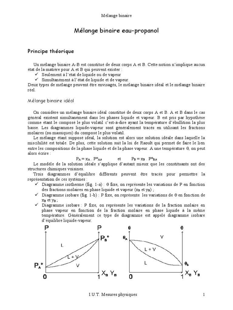 Diagrammes de Phase Eau-Propanol | PDF | Diagramme de phase | Chimie