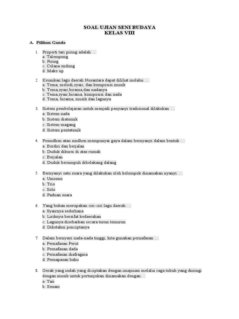 Seni Budaya Kelas 8 | PDF | Seni & Disiplin Bahasa